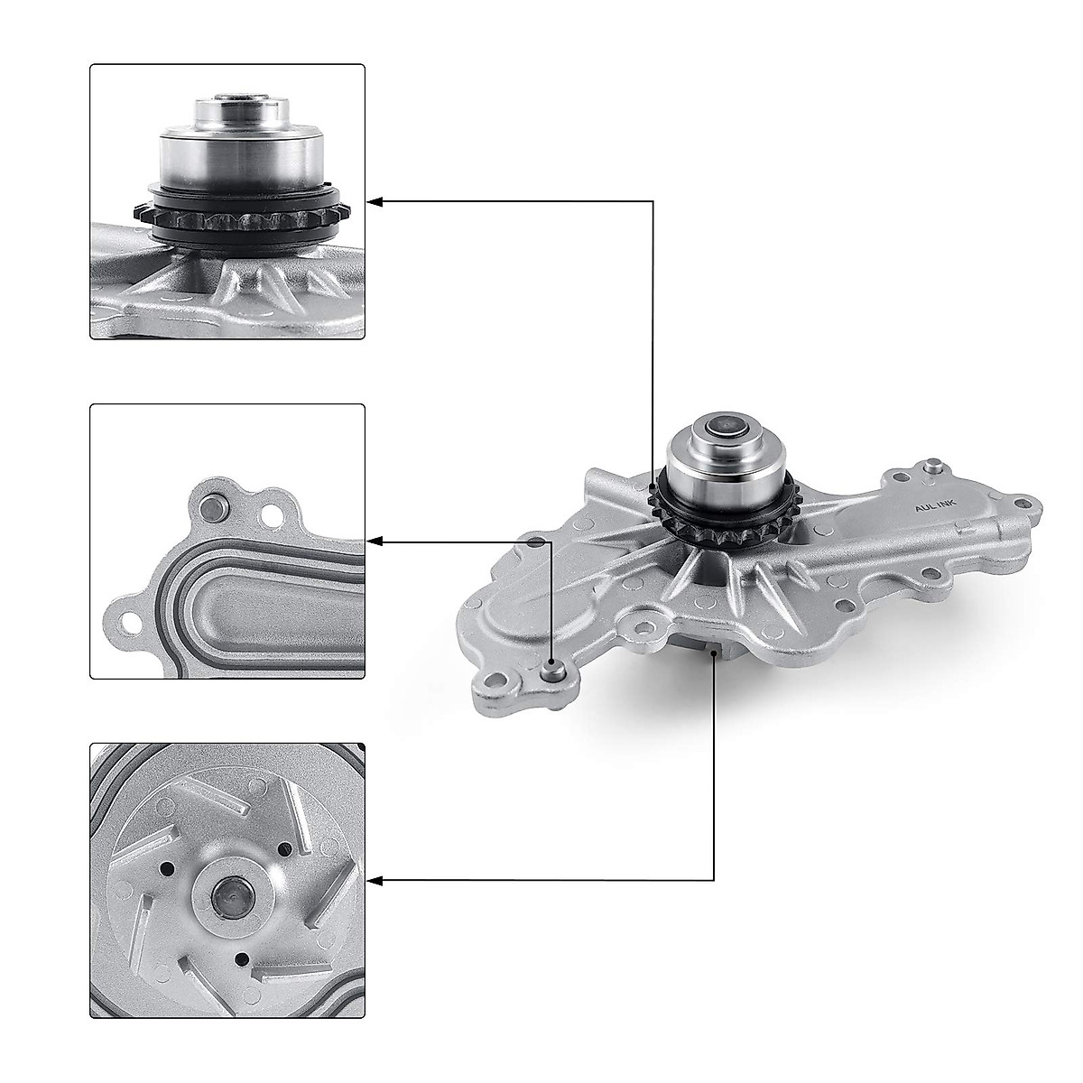 AULINK AW6023 Water Pump OE Replacement for 07-10 Ford Edge + Lincoln MKX, 09-10 Flex + MKS, 10-12 Fusion + MKT, 08-12 Taurus, 07-12 MKZ, 09-11 Mazda 6 & 07-11 CX9 V6 3.5L 3.7L