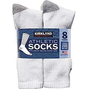Kirkland Signature Men’s Athletic Sock 8-pair, White (White, 13+)