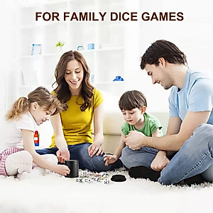 Hloyacc Felt Lined Dice Cup PU Leather Set, Quiet Shaker for Dice Board Family Games Yahtzee Farkle, Set of Six 16mm Rolling Dice Included