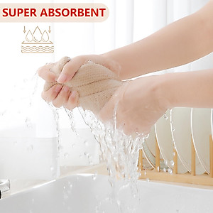 Homaxy 100% Cotton Waffle Weave Kitchen Dish Towels, Ultra Soft Absorbent Quick Drying Cleaning Towel, 13 x 28 Inches, 4-Pack, Beige