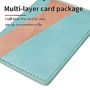 Samusil 2 pack Pu leather simple and lightweight wallet, 3.7" x 2.7", can hold 5 cards and cash.(Pink + lake blue) + black