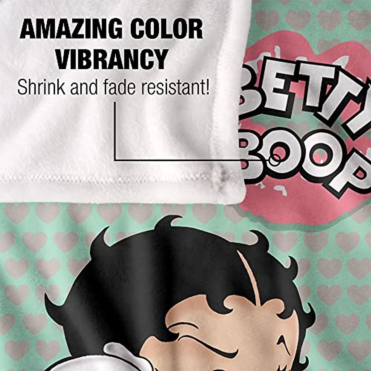 Betty Boop Goodnight Kiss Officially Licensed Silky Touch Super Soft Throw Blanket 50" x 60"