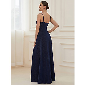 Ever-Pretty Women's Spaghetti Strap Summer V-Neck Formal Prom Evening Dress with Slit Navy Blue US6