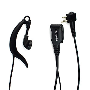 Retevis CP185 CP200D Earpiece, Compatible with Motorola CP100D GP300 GP2000 BRP40 RMU2040 RMU2080D RDU4100 RDU4160D DTR700 HYTTC610 Radios, Volume Adjustable Walkie Talkie Earpiece with Mic(10 Pack)