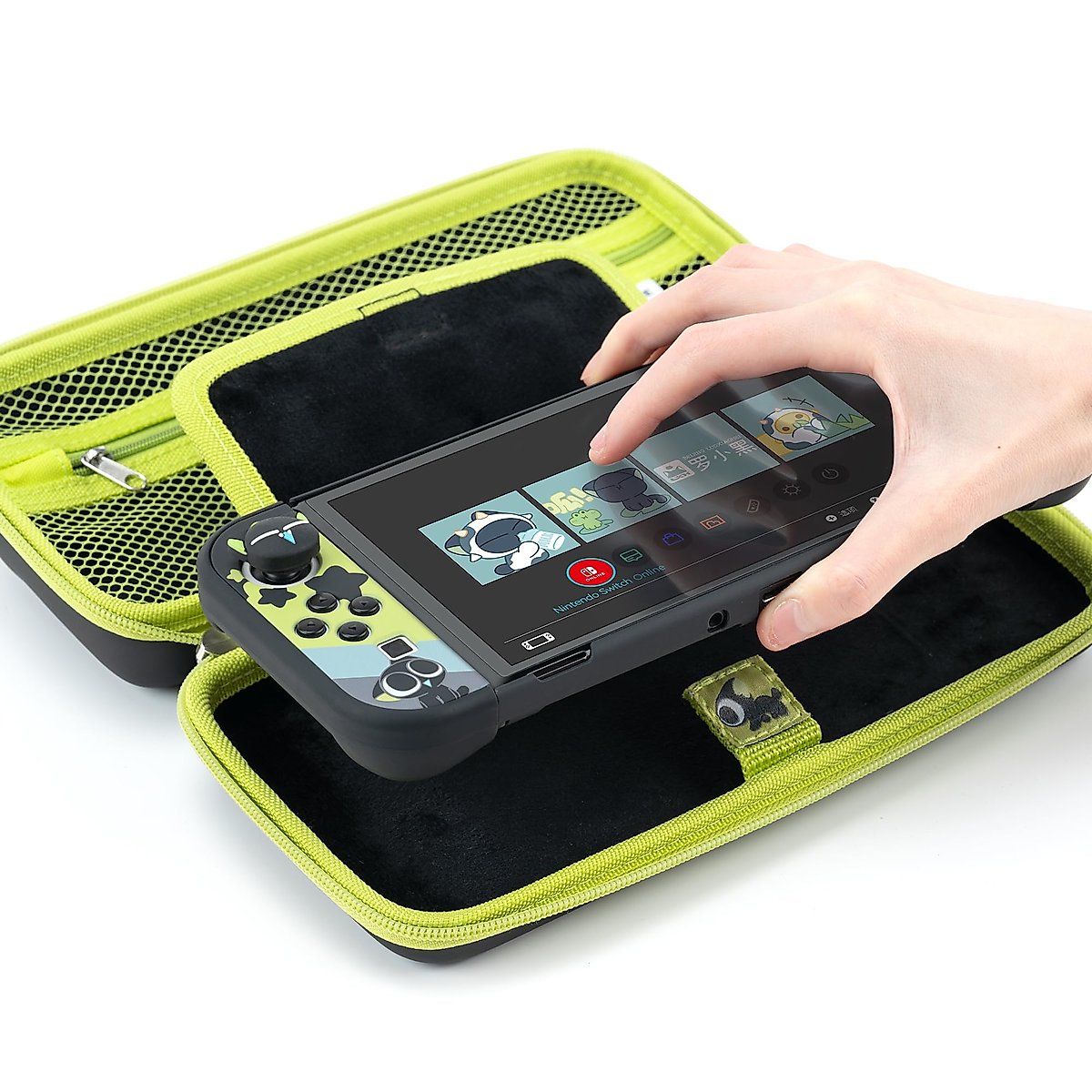 GeekShare Carry Case Compatible with Switch/Switch OLED Large Capacity PU Hardshell Travel Carrying Case fit Switch Console & Game Accessories - Luo Xiaohei