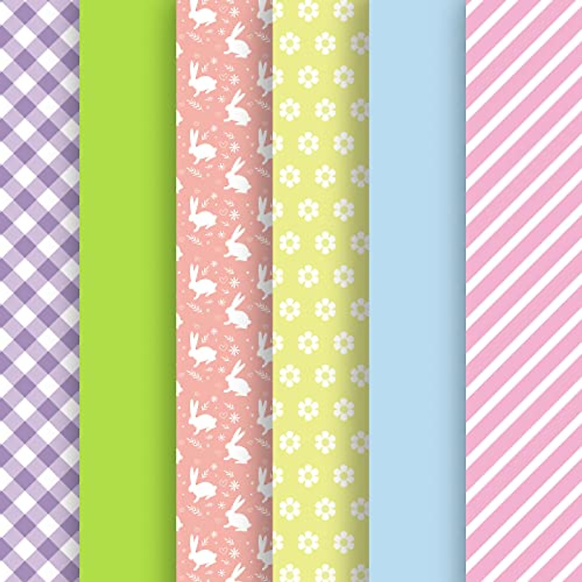 Whaline Easter Tissue Paper 90 Sheet Colorful Gift Wrapping Paper Sheet Pastel Rabbit Bunny Flower Plaid Wrapping Paper Spring Holiday Art Tissue for Easter DIY Gift Packing, 13.8 x 19.7 Inch