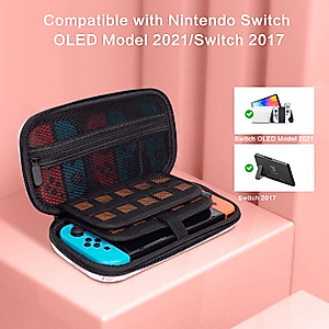 Nintendo Switch Case Cute,Carry Case for Nintendo Switch OLED Model 2021/Switch 2017,Protective Case with 20 Game Card Slots for Switch Console Joy-Con & Accessories,for Girls/Boys Gift