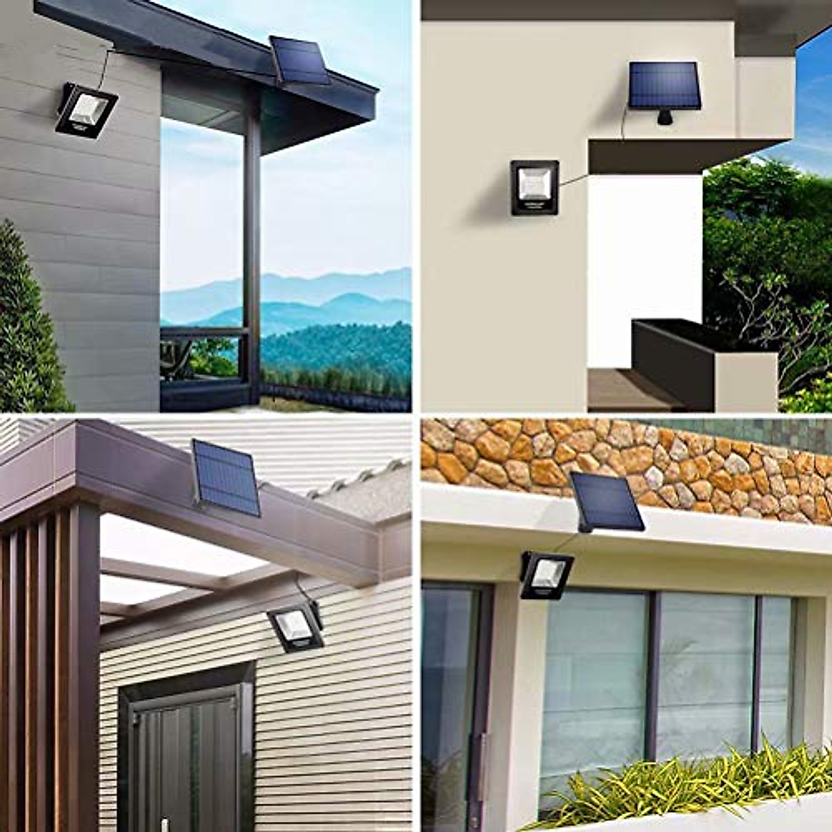 Solar Outdoor Lights Garden LED Flood Lights with Extension Cable Dusk to Dawn Security Waterproof Landscape Lighting for Barn,Ceiling Porch, Cabin roof,Tree,Doorway,Yard,Street(Warm White)