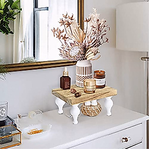 Ameuphercy Decorative Tray Riser Display Stand for Coffee Bar Table Decor Rustic Centerpiece Tray Counter Organizer for Kitchen Farmhouse Pedestal Stand Farmhouse, Brown…