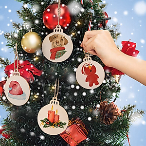 PartyTalk 30pcs Round Wooden Discs with Holes, 3" Unfinished Predrilled Natural Wood Slices for Crafts Centerpieces, Wooden DIY Christmas Ornaments Hanging Decorations