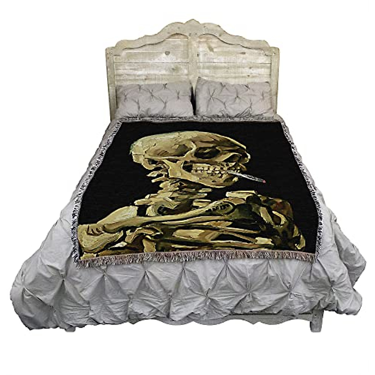 Pure Country Weavers Smoking Skeleton Blanket by Vincent Van Gogh - Fine Art Gift Tapestry Throw Woven from Cotton - Made in The USA (72x54)
