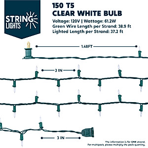 Joiedomi Clear Christmas Lights Outdoor, 300(2x150) Counts 77.8FT Christmas Tree Lights Indoor, Warm White String Lights, Green Wire Xmas Lights Decorations for Holiday Event Wedding Party Decor