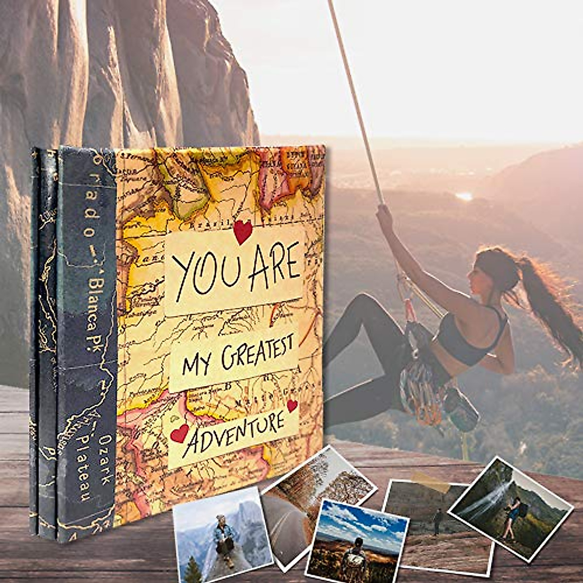 Holoary Self Adhesive Page Photo Album with Metallic Pen Magnetic Self-Stick Page Scrapbook for 3x5 4x6 5x7 6x8 8x10 Hand Made DIY 40 pages Albums, Printed Kraft Paper Cover Old Map Adventure World Travel Vacation Memory Book