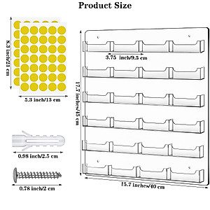TURSTIN Business Card Holder Wall Mount Clear Sticker Display Marketing Holder Acrylic Business Card Stand Multi Pocket Rack Organizer Space Saver for Home Office (24 Pockets)
