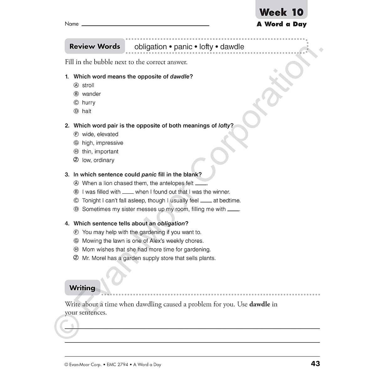 A Word a Day, Grade 4 Teacher Edition