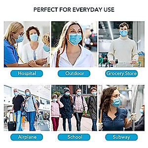 ALERTCARE 50 Pack Disposable Face Masks with Elastic Earloops, Breathable 3 Layer Protective Face Covering, Comfortable Face Mask for Adults Indoor or Outdoor