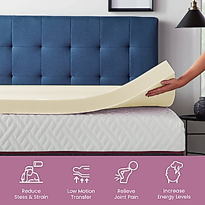 Sprign Sleep 2-Inch High Density Foam Topper,Adds Comfort to Mattress, Queen Size, Yellow