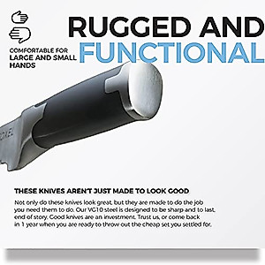 FOXEL Best Steak Knives Knife Set of 4, 8, or 12 - Non Serrated Straight Edge Blade Razor Sharp - Rust Resistant Japanese VG10 Steel - Gift Box Set - Hand Wash Only