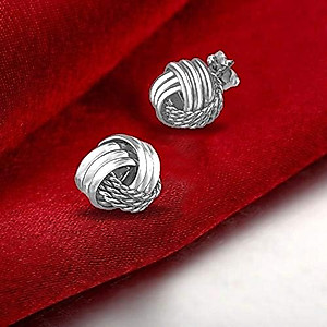 LeCalla 925 Sterling Silver Love Knot Earrings Jewelry Lightweight Italian Love-Knot Stud Earrings for Women Teen - 10mm