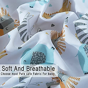 bimocosy Fitted Crib Sheets for Boys 4 Pack, Size 28"x 52" for Standard Crib and Toddler Mattresses, Super Soft Breathable Microfiber Baby Crib Mattress Sheet, Stars/Woodland Animals/Grey/Light Green