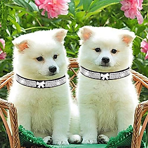 Bling Rhinestone Dog Cat Collar Adjustable Leather Dog Cat Rhinestone Collar for Small Medium Large Dogs（XXS 10"-L 20"） Black