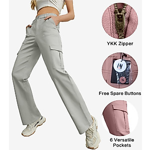 Womens Fall Fashion 2023 High Waisted Cargo Pants Wide Leg Teen Girls Pants Combat Military Trouser Silver Gray