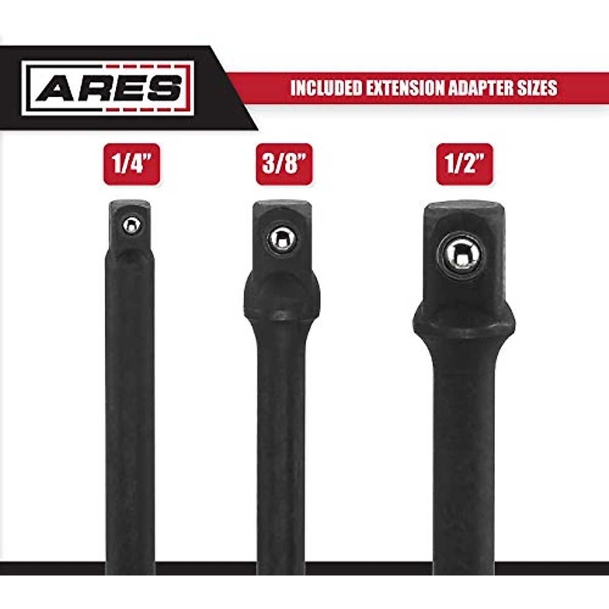 ARES 70000-3-Inch Impact Grade Socket Adapter Set - Turns Impact Drill Driver into High Speed Socket Driver - 1/4-Inch, 3/8-Inch, and 1/2-Inch Drive