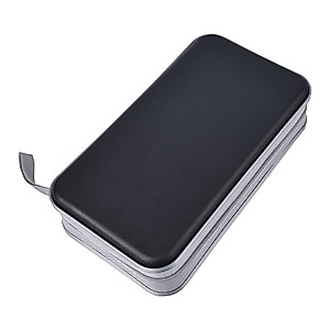 alavisxf xx CD Case, 96 Capacity Hard Plastic CD Holder Protective DVD Disc Storage Case Holder Portable Zipper CD DVD Organizer Storage Wallet for Car Home Travel (96 Capacity, Black)