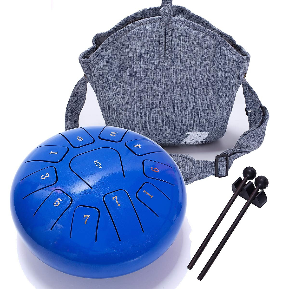 Steel Panda Drum Tank Drum Standard 11 Key 11 Notes 10 Inch Percussion Instrument with Drum Mallets and Carry Bag (10 inch, Blue)