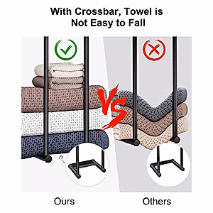 LIVEHITOP Bathroom Wall Towel Rack for Rolled Towels, Stainless Steel Bath Towel Holder, Mounted Folded Metal Towel Storage for Washcloths, Black