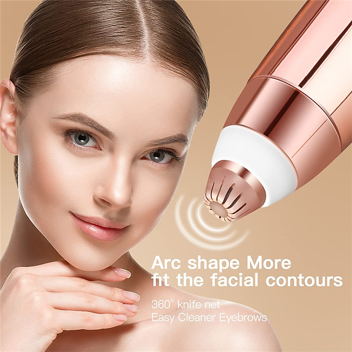 CkeyiN Electric Eyebrow Trimmer for Women, Portable Rechargeable Facial Hair Removal Epilator with LED Light