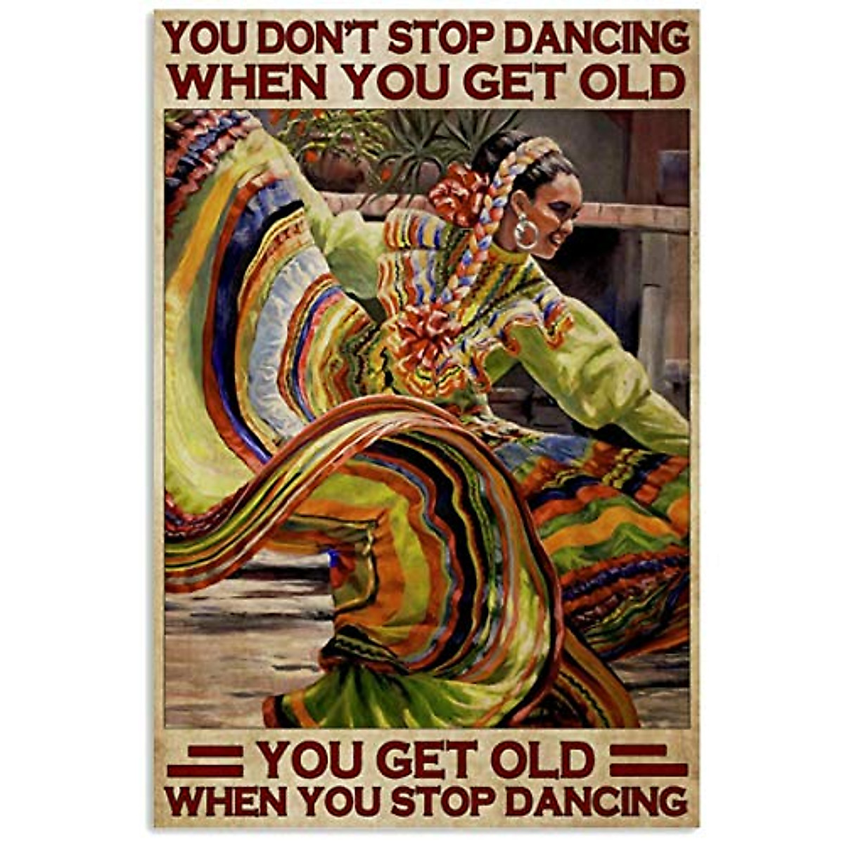 Eeypy Mexican Dancing You Don't Stop Cat Poster Metal Tin Sign Iron Painting Home Family Lovers Gift Funny Metal Signs Cafe Store Bedroom Bathroom Novelty Retro Parlor Courtyard Wall Decor 8x12 Inch