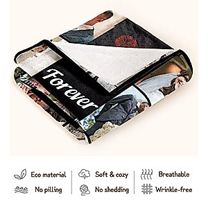 Zookao Custom Blankets with Photos and Text, Personalized Picture Blankets and Throws Memorial Blanket for Adults Couple Pets, Personalized Gifts for Birthday Anniversary Valentine's Day - 40"x50"