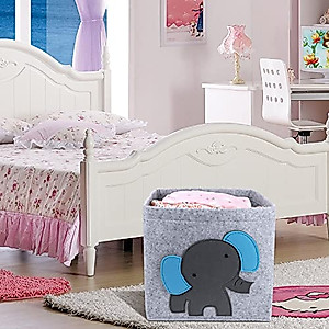 Dreshoo Collapsible Felt Storage Bins,4 Pack,Cube Storage Bin,11 Inch Large Washable Foldable Fabric Storage Bin/Baskets for Shelf,Home,Closet,Laundry,Book,Office,Toy Box Storage