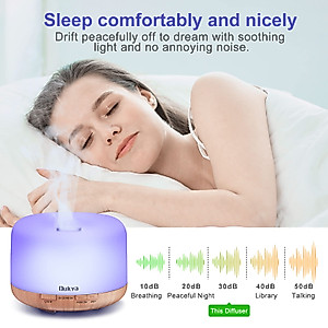 Dukya 500ml Essential Oil Diffuser, 5 in 1 Ultrasonic Aromatherapy Fragrant Oil Humidifier Vaporizer, Timer and Auto-Off Safety Switch