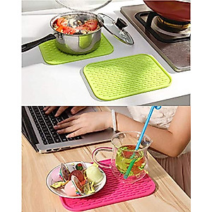 4PCS Premium Silicone Dish Drying Mat, Thicken Heat Resistant Mat Dish Draining Mat for Kitchen Sink Organizer Countertop Protection Trivet Each 8.76.3 inch
