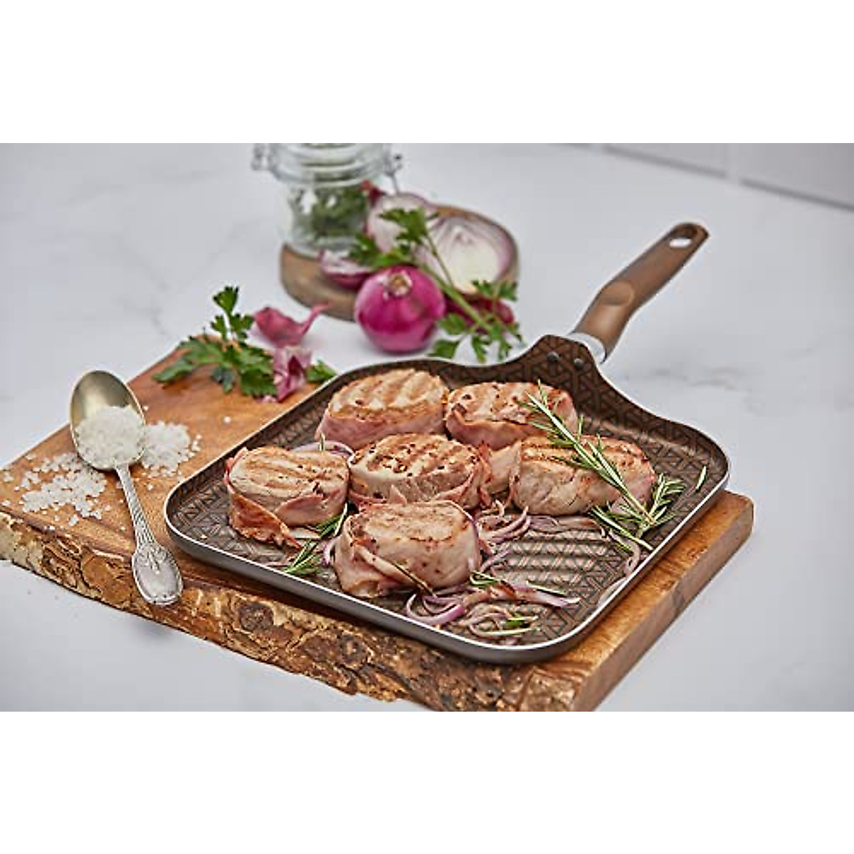 IMUSA USA 10.5" Talent Master Deluxe Grill Pan with Thermal Signal Technology