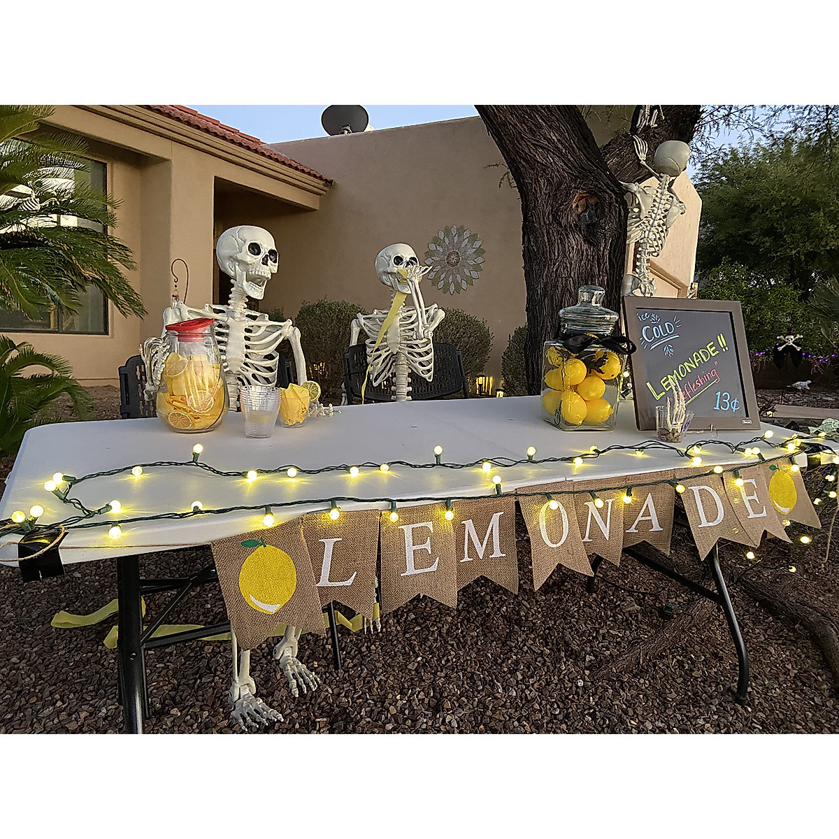 LaVenty Burlap Lemonade Banner for Lemonade Stand Decorations Lemonade Sign Lemon Party Decor, Lemon Garland Summer Lemon Themed Bridal Shower