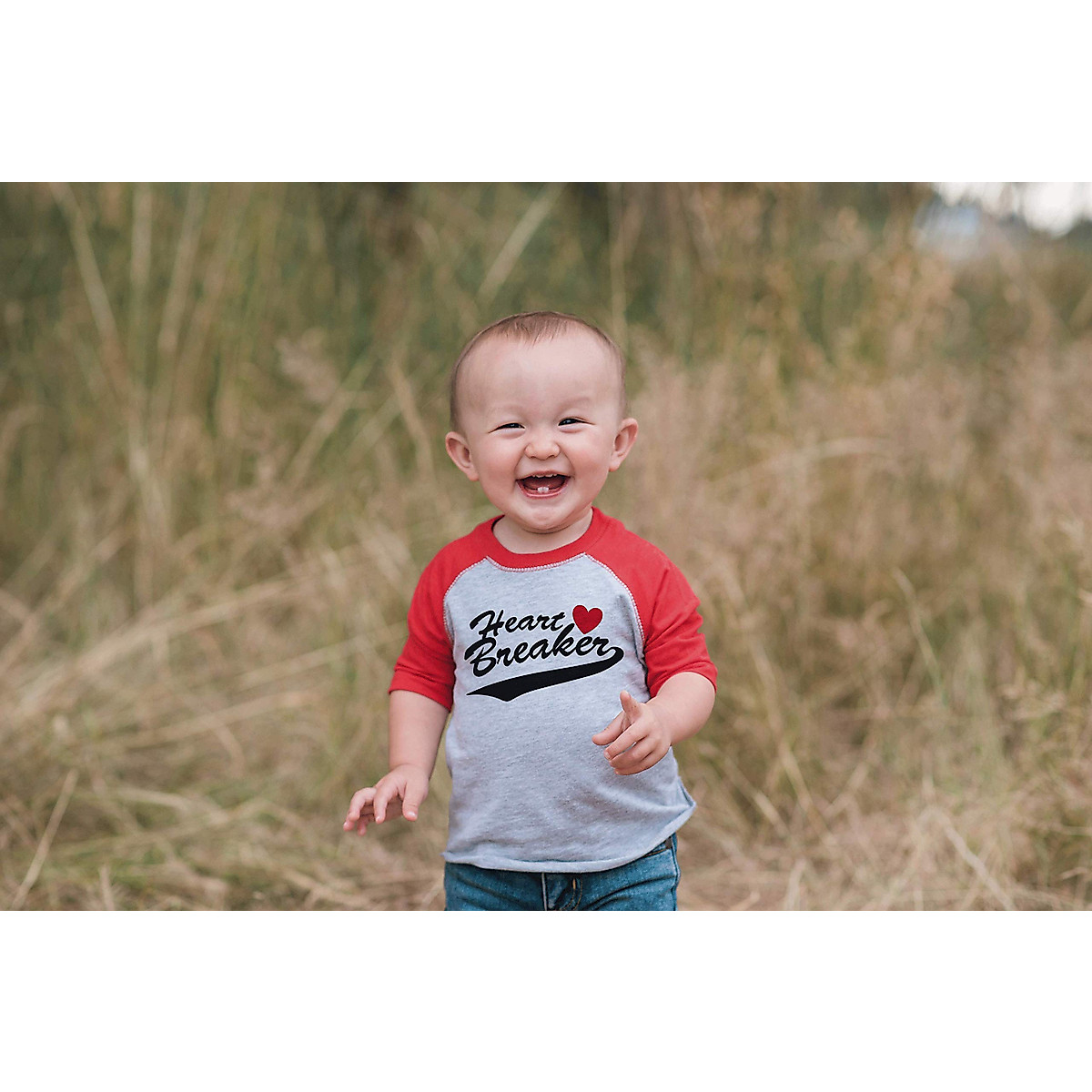 7 ate 9 Apparel Kids Heart Breaker Happy Valentine's Day 2T Red Raglan