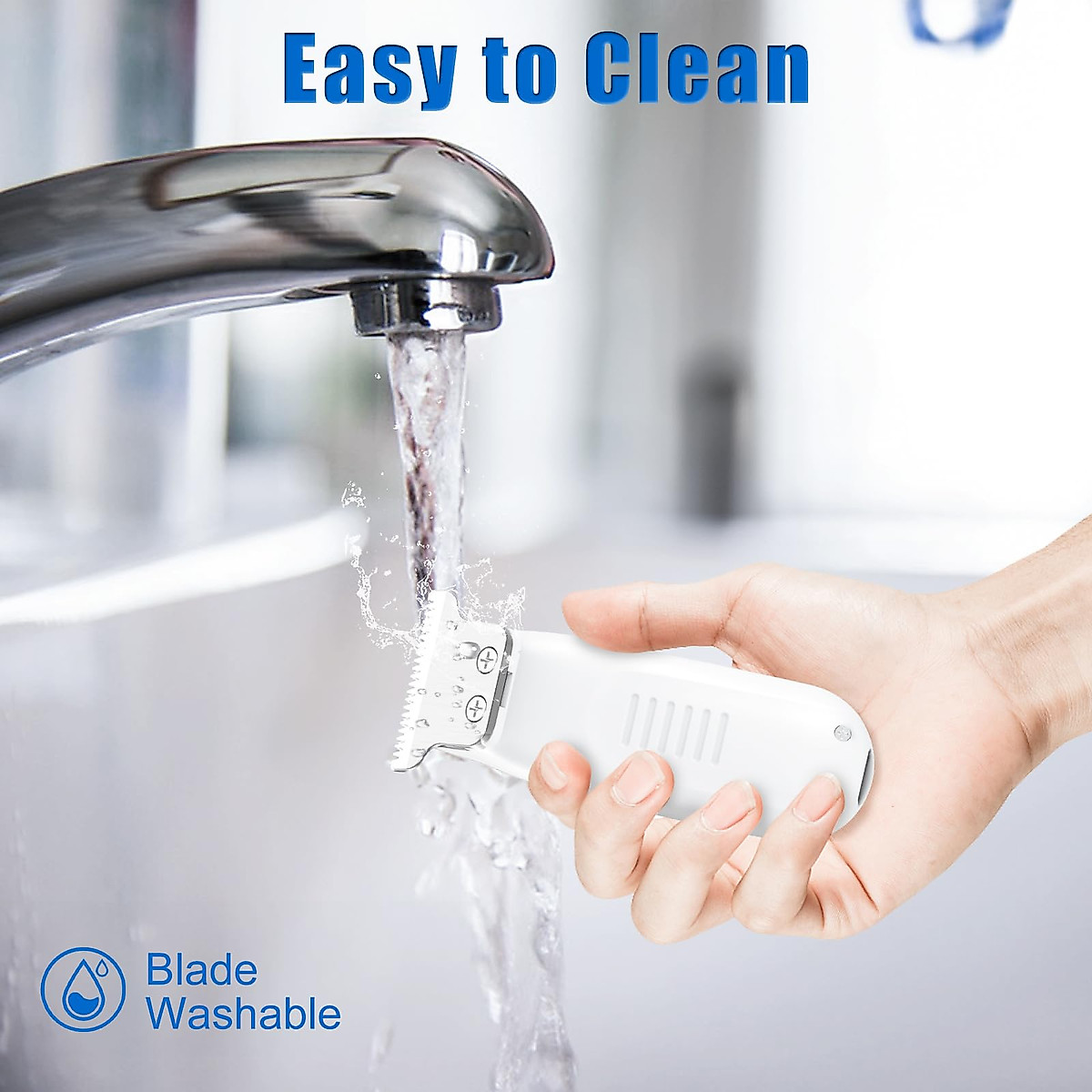 SweetLF Hair Clippers, Silent Cordless Hair Trimmer, Mini Hair Cutting Kit with 3 Guide Combs, USB Rechargeable, Portable, White