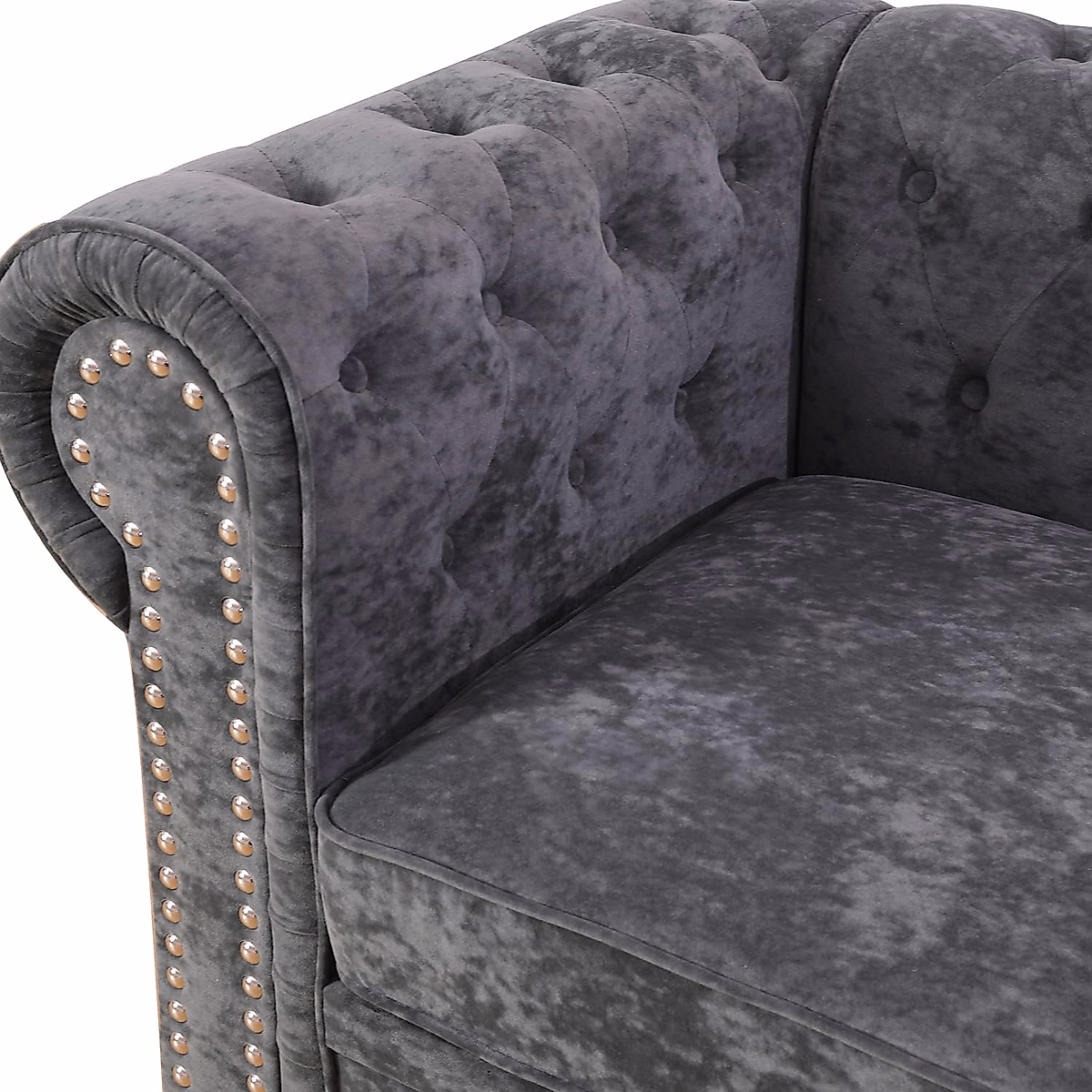 SIENWIEY Chesterfield Sectional Sofa,Deep 80 Inch Luxurious L Shaped Couch Button Tufted Velvet Sofa/Upholstered Rolled Arm with Rivets/Chesterfield Settee Modern 5 Seater Sofa for Living Room，Black