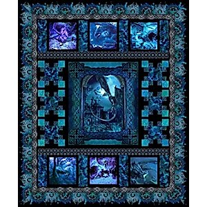 In The Beginning Dragons - Digital by Jason Yenter Blue Fury Dragon Quilt KIT