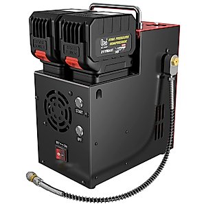 GX PUMP PCP Air Compressor L3 4500Psi/320Bar/32Mpa,PCP Compressor with Dual 18V Lithium Batteries,Set Pressure & Auto-Shutoff,Paintaball Air Compressor Built-in Oil-Water Separator&Cooling Fan