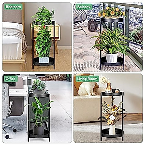 Extra Wide 12"Plant Stand,Extra High 31.5" Tall 2 Tiers Plant Stand, Plant Stand Indoor Outdoor,Metal Heavy Duty Potted Holder Rack,Flower Pot Corner Display Rustproof Iron Shelf for Home Garden Office -Black