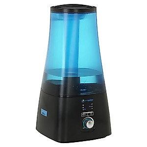 PureGuardian 2-Gallon Ultrasonic Warm and Cool Mist Humidifier with UV-C, Aromatherapy Tray, 100 Hours. Run Time, Covers 380 Sq. Ft., Quiet, Filter Free, Blue/Black, H5450BCA