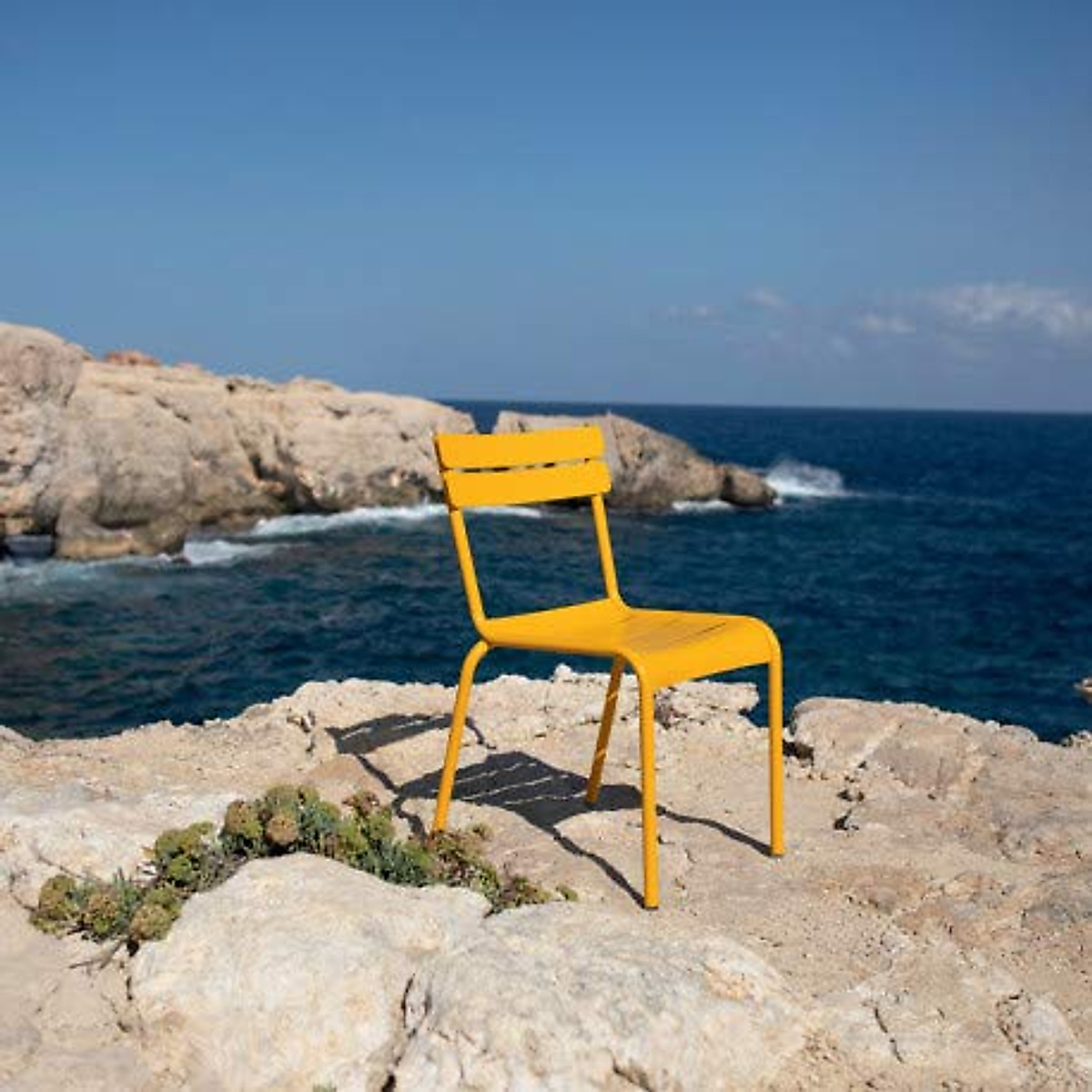 Fermob - Luxembourg Side Chair - Set of 2 - Aluminum Outdoor Chairs for Garden & Patio - Stackable, Lightweight, & Comfortable - (Acapulco Blue)