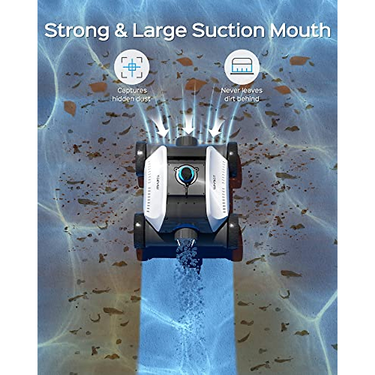 WYBOT Sophisticated Cordless Robotic Pool Cleaner, with 130mins Working Time, Pool Vacuum for Above Ground Pools, Strong Suction, LED Indicator, Ideal for Pools Up to 1300 Sq.ft