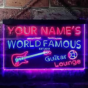 ADVPRO Personalized Your Name Est Year Theme Guitar Room Music Room Dual Color LED Neon Sign Blue & Red 16" x 12" st6s43-pf1-tm-br