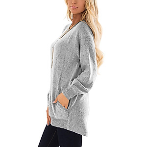 GADEWAKE Womens Casual Color Block Long Sleeve Round Neck Pocket T Shirts Blouses Sweatshirts Tops Gray