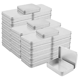 RHBLME 20 Pack Small Tin Box with Lid, 3.74" x 2.36" x 0.9" Metal Tin Box Container Mini Portable Small Storage Container Kit with Lid for Home Storage, DIY Craft Tools Storage